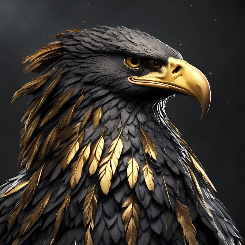 Abstract Dark Eagle with Golden Feathers Stock Illustration ...