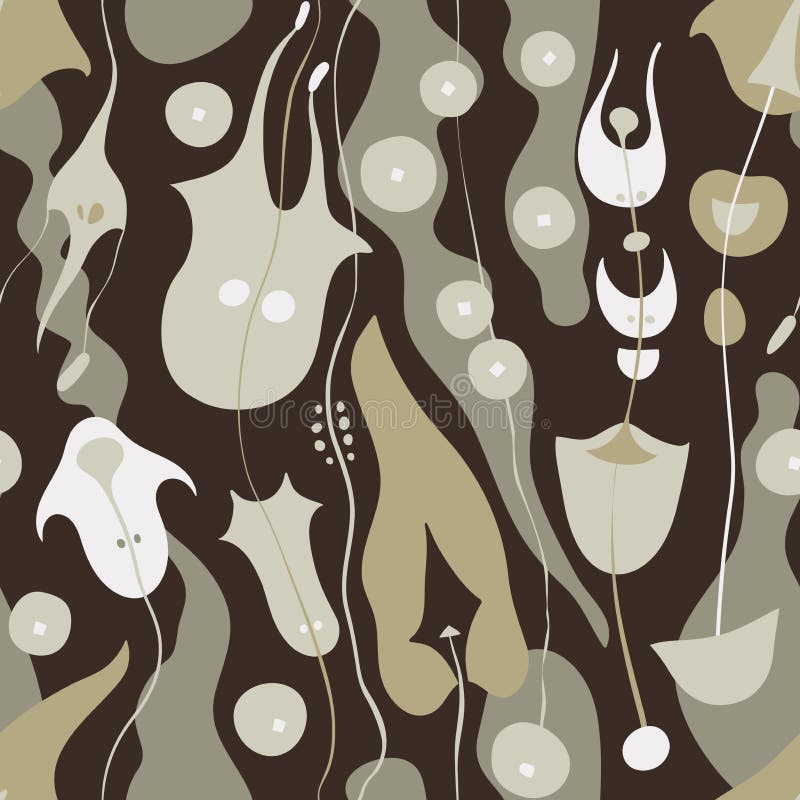 Abstract Dark Floral Style. Vector Seamless Pattern Stock Illustration ...