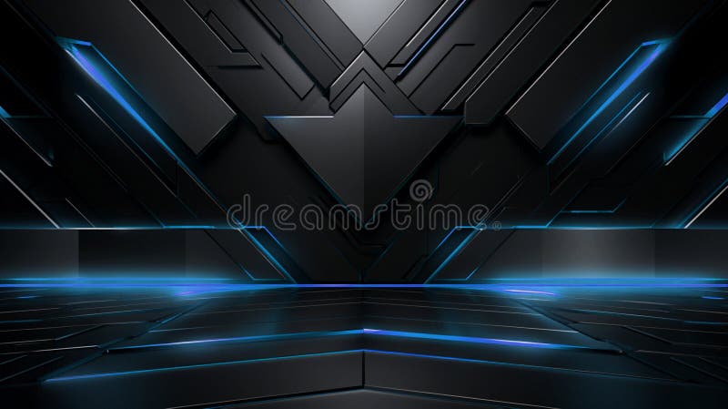 Abstract Dark Futuristic with Blue Technology Light. Gaming Background ...
