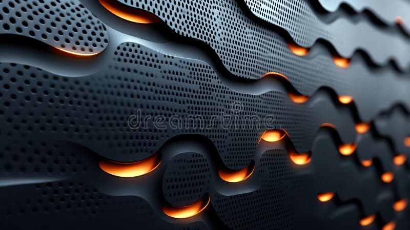 Abstract, Dark, Futuristic, Metallic Panel with Glowing Orange Accents ...