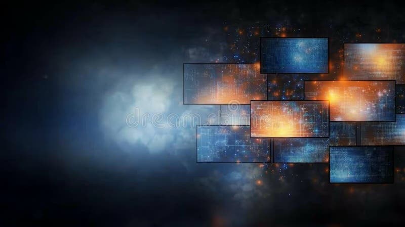 Abstract Dark Geometric Background with Interconnected Squares Pattern ...