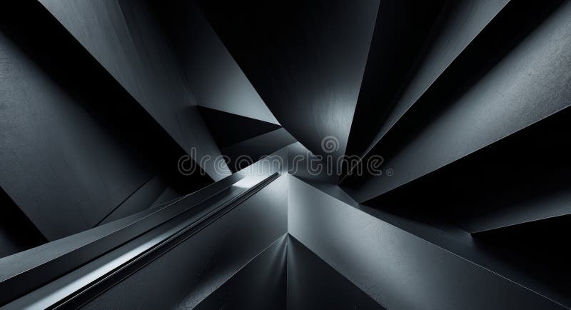 Abstract Dark Geometric Structure with Light, Modern Architectural ...