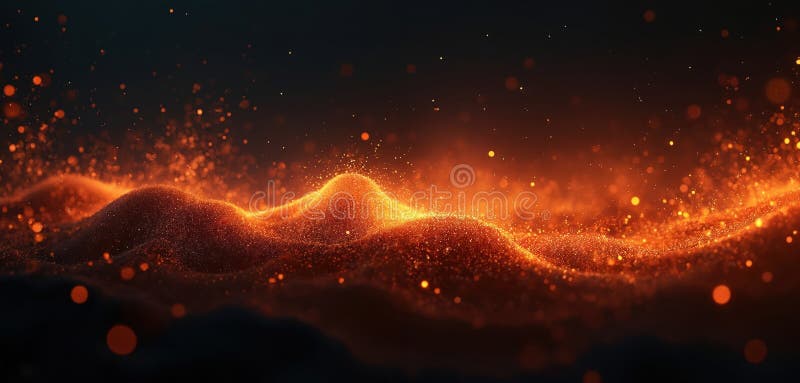 Abstract Dark Glitter Fire Particles Lights Over Black Background. Red ...