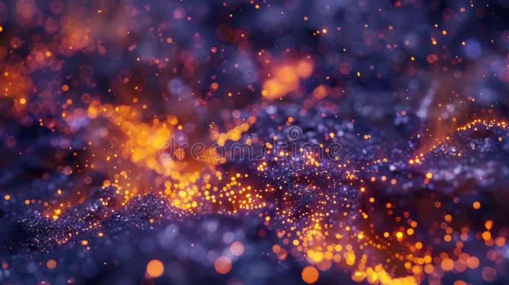 Abstract Dark Glittering Particle Landscape Background. Dotted Texture ...