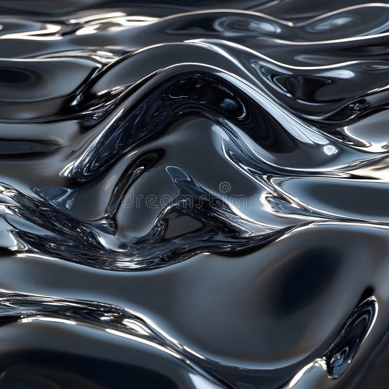 Abstract Dark Glossy Liquid with Undulating Waves Stock Illustration ...