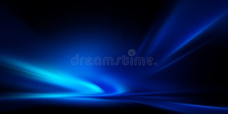 Abstract Dark Glow Blue Light Rays Background. Perspective View of Blue ...
