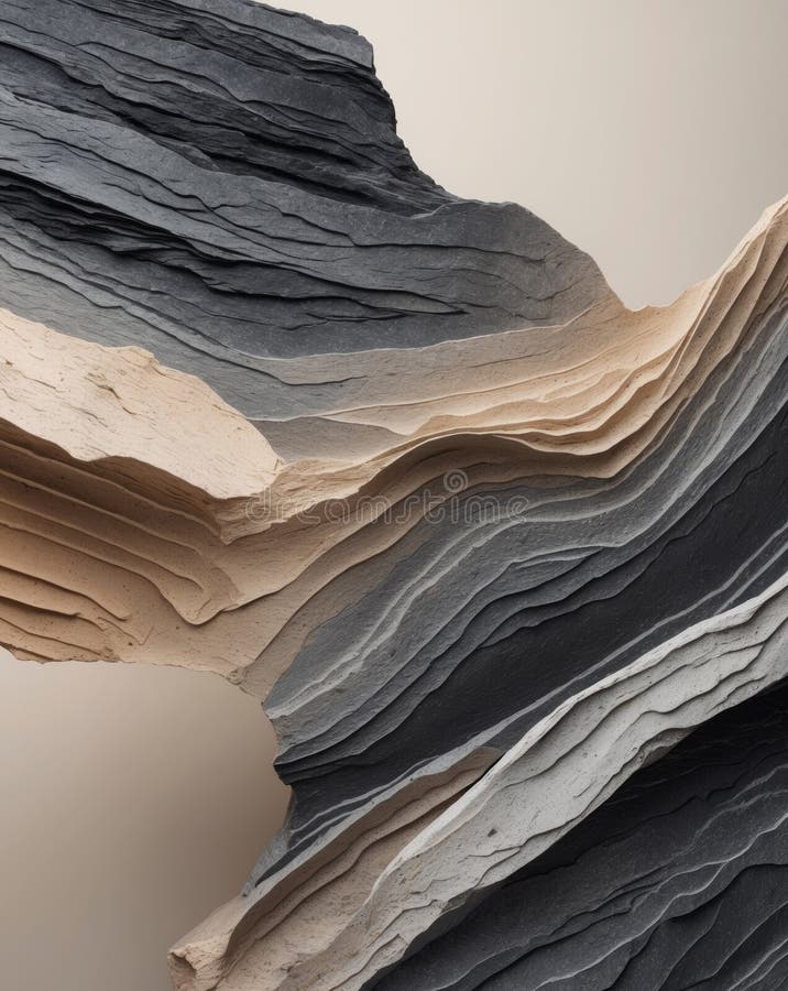 Abstract Dark Gray and Beige Layered Stone Texture. Stock Image - Image ...