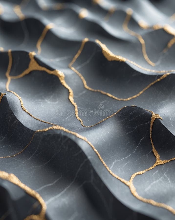 Abstract Dark Gray and Gold Wavy Stone Texture Background Image Stock ...