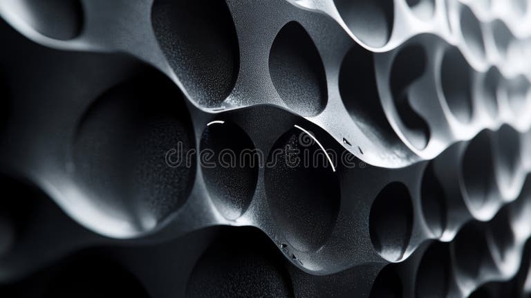 Abstract Dark Gray Metallic Surface with Circular Cutouts Stock ...