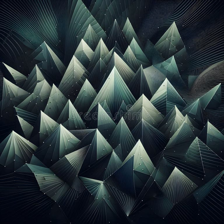 Abstract Dark Green Mosaic Tile Texture with Fluted Triangular ...