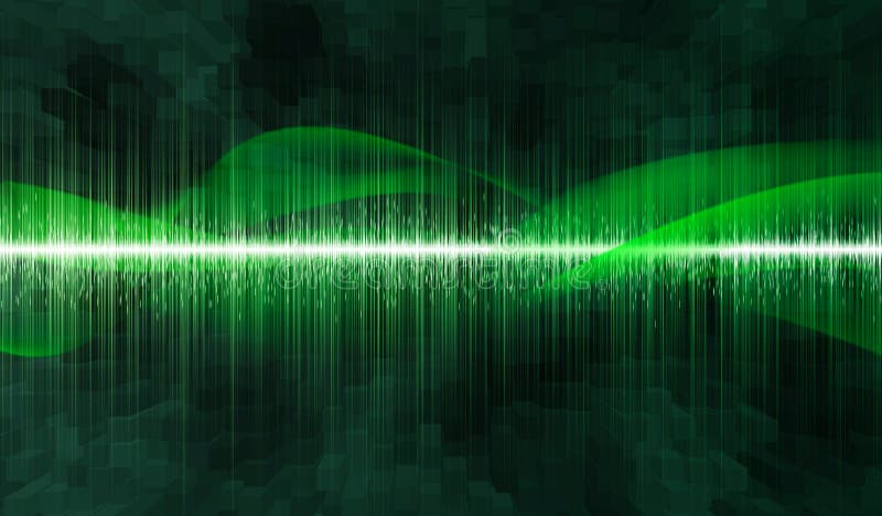 Green Sound Waves on Black Background Stock Illustration - Illustration ...