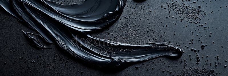 Abstract Dark Grey Fluid Waves Flowing Dynamically on Black Background ...