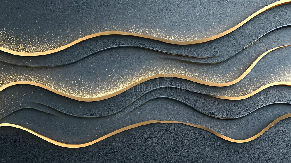 Abstract Dark Grey Gold Wave Pattern Design Stock Image - Image of ...
