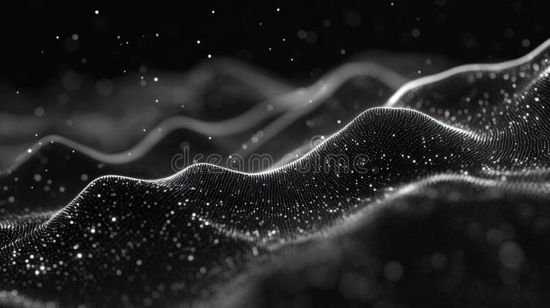 Abstract Dark Grey Particle Wave Landscape Stock Illustration ...