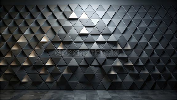 Abstract Dark Grey Triangular Wall Panel Design with Subtle Lighting ...
