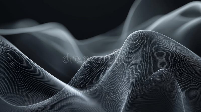 Abstract Dark Grey Wave Background with Subtle Light Dots and Lines ...
