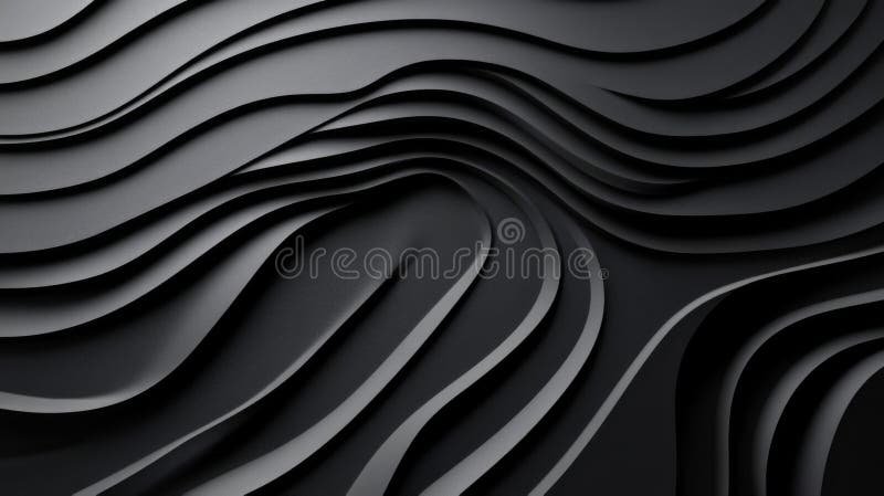 Abstract Dark Grey Wavy Layered Design Stock Illustration ...