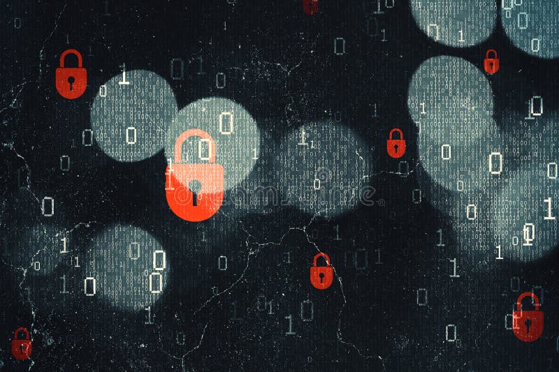 Abstract Dark Hacking Backdrop With Bokeh Circles And Binary Coding Malware And Phishing Data