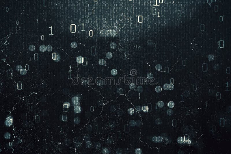 Abstract Dark Hacking Background With Bokeh Circles And Binary Coding Malware And Phishing