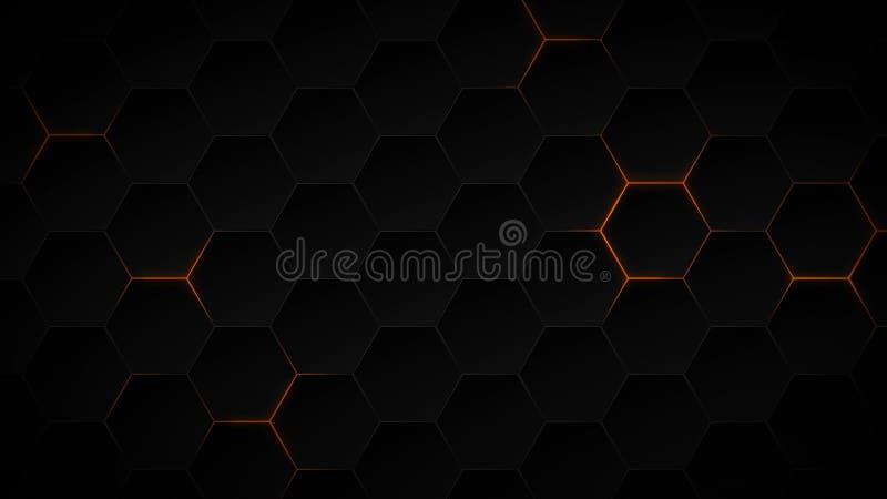 Abstract Dark Hexagon Pattern on Orange Neon Background Technology ... Abstract Dark Hexagon Pattern on Orange Neon Background Technology ...