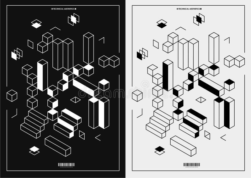 Abstract Dark Isometric Posters for Web Design, Print, Presentation ...