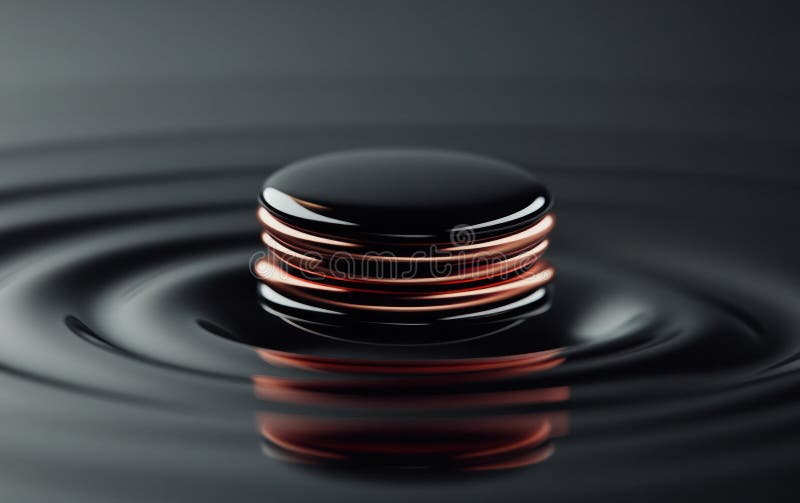 Abstract Dark Liquid with Copper Object and Stock Illustration ...