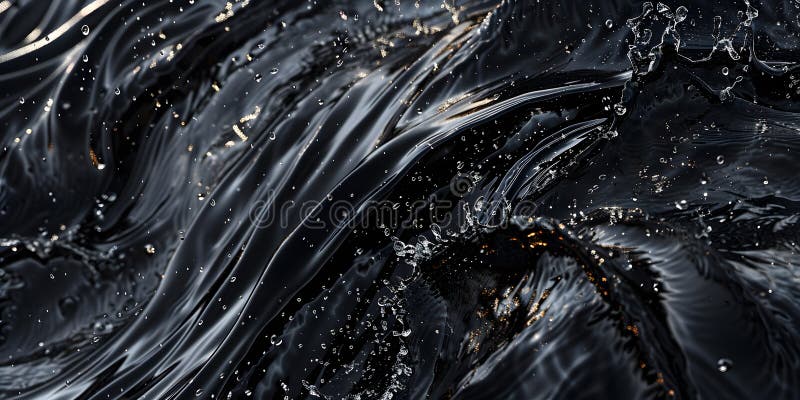 Abstract Dark Liquid Texture, Black Swirling Fluid Background Stock ...
