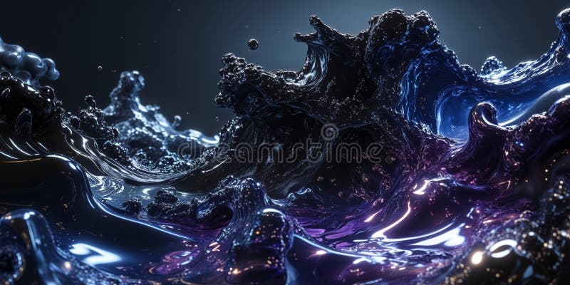 Abstract Dark Liquid Texture with Metallic Sheen. Stock Image - Image ...