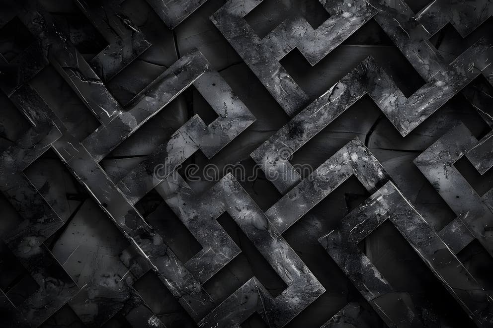 Abstract Dark Maze, Exploring Interlocking Geometric Shapes with a ...