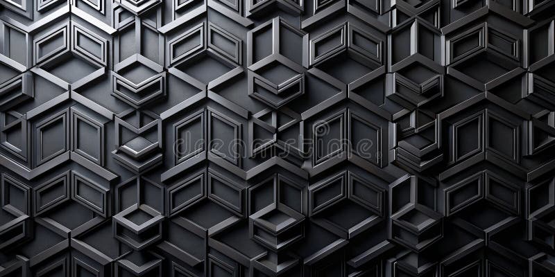 Abstract Dark Metallic Hexagon and Square Pattern Design. Generative AI ...