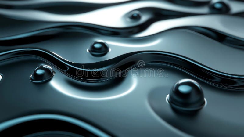 Abstract Dark Metallic Liquid Waves Stock Illustration - Illustration ...