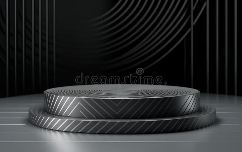 Abstract Dark Minimalist Cylindrical Platform Display. Created by ...