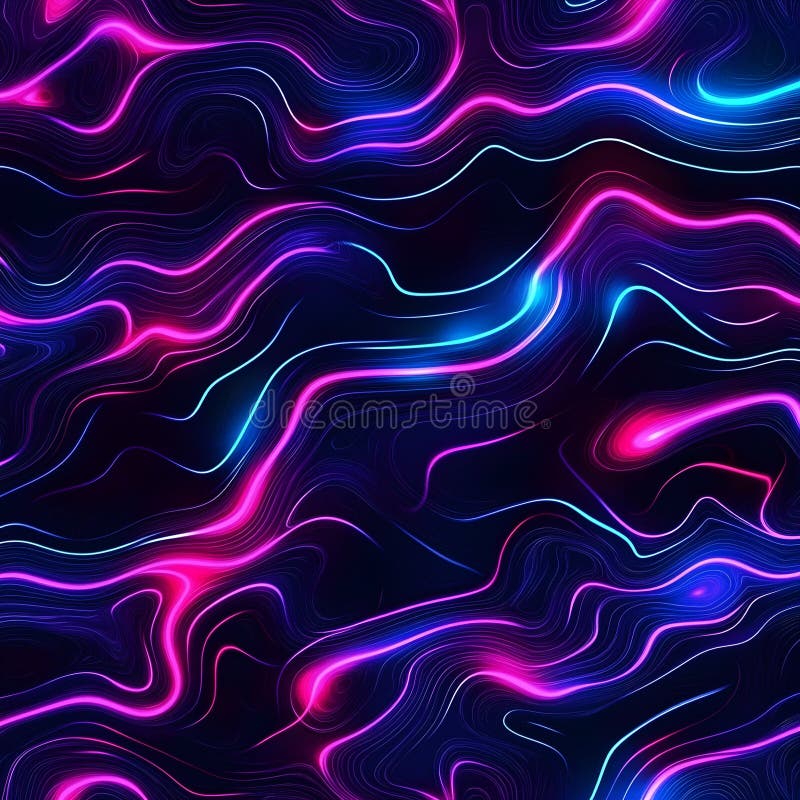 Abstract Dark Multicolor Neon Background Visualization with Waves and ...