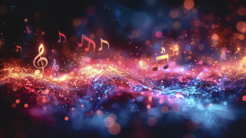 Glowing Musical Treble Clef on a Cosmic Dark Background. Stock Photo ...