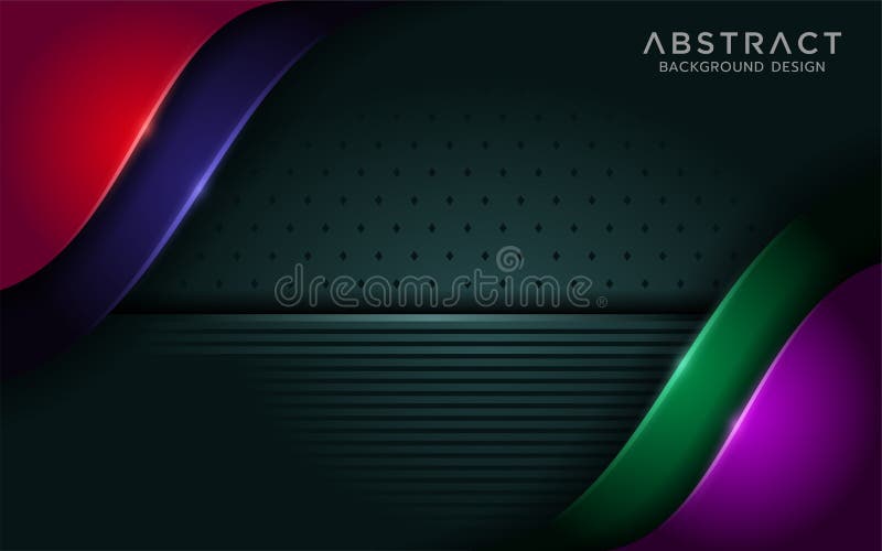 Abstract Dark Navy Green with Colorful Lines Background Design Stock ...