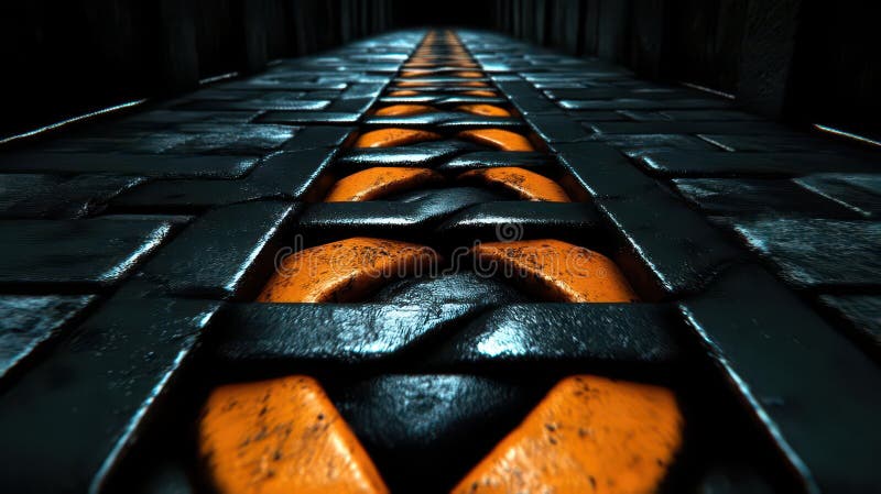 Abstract Dark Path, Orange and Black Braid Stock Image - Image of ...