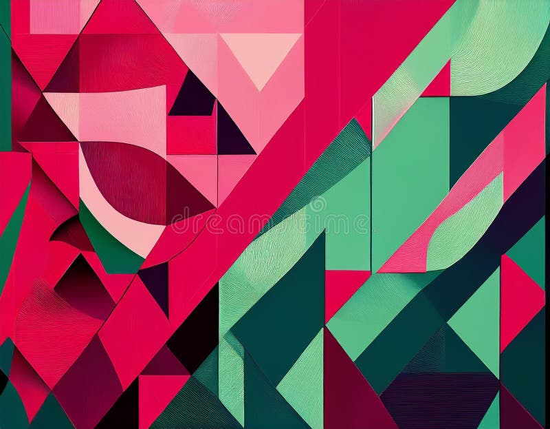 Abstract Dark Pink Background with Mint Green Patterns Stock Photo ...