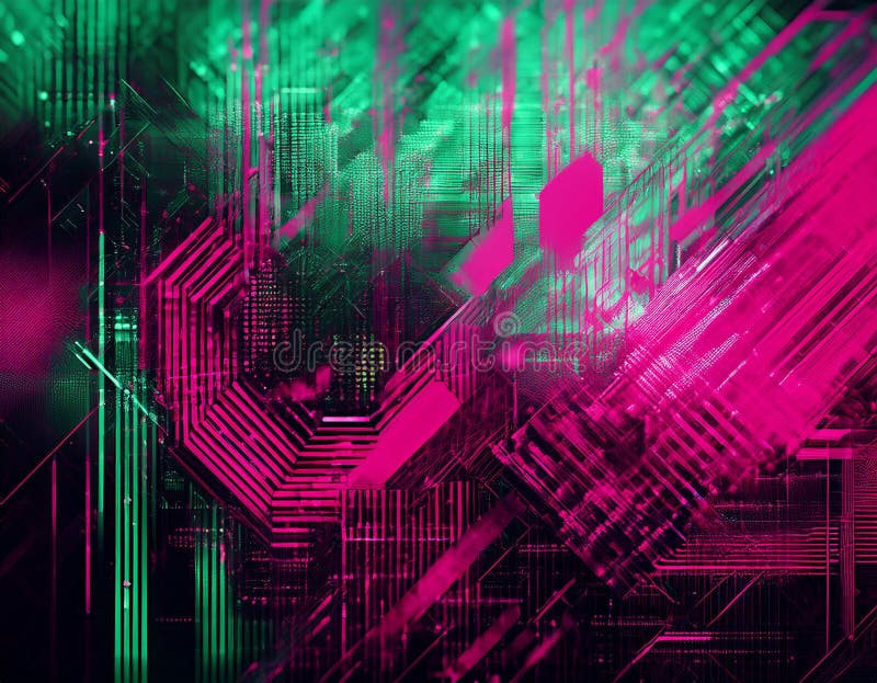 Abstract Dark Pink Background with Mint Green Patterns Stock Image ...