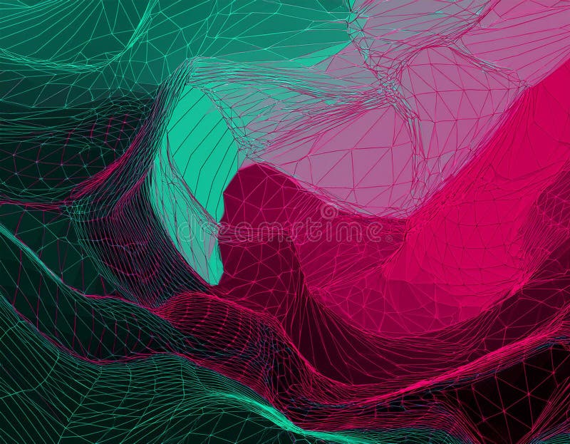 Abstract Dark Pink Background with Mint Green Patterns Stock Image ...
