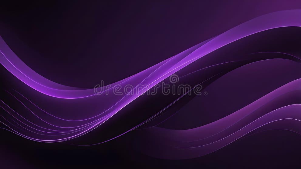 Abstract Dark Purple Wave Background with Glowing Lines Stock ...