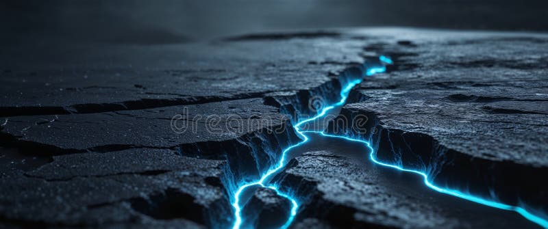 Abstract Dark Rock Surface with Glowing Cracks. Stock Image - Image of ...