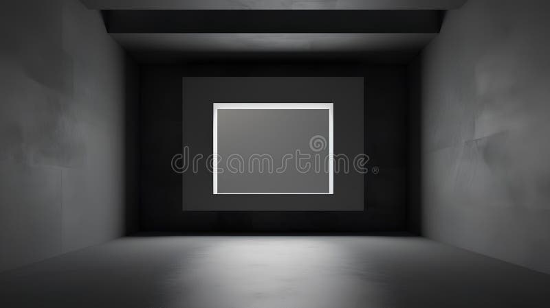 Abstract Dark Room with Empty Frame on the Wall. 3d Rendering Stock ...