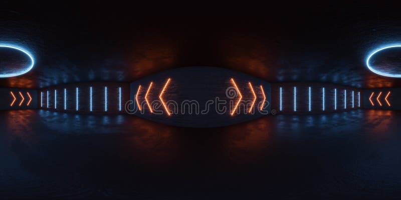 Abstract Dark Room Illuminated by Neon Lights 3d Render Illustration ...