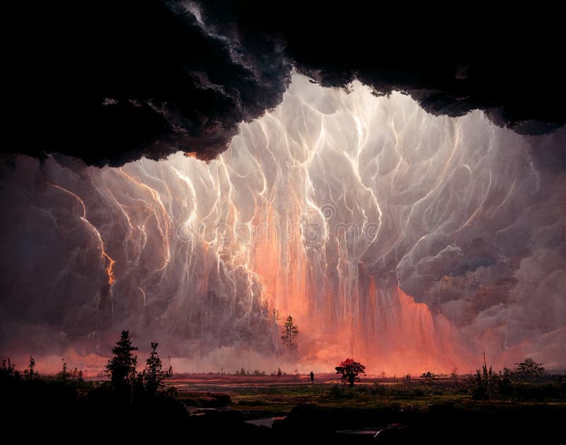 Abstract Dark Sky with Clouds before the Storm and the Rain. Generative ...