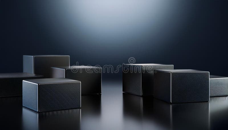 Abstract Dark Smooth Cubes on Different Levels with Reflection ...