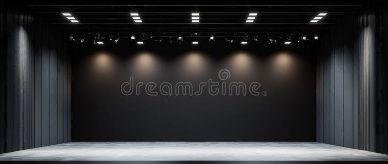 An Abstract Dark Stage Background Featuring an Empty Room with LED ...