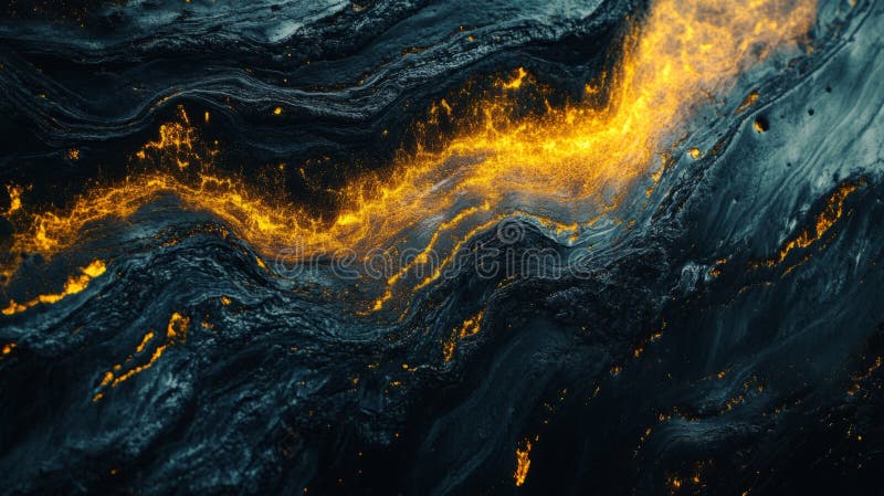 Abstract Dark Surface with Glowing Golden Veins Stock Illustration ...