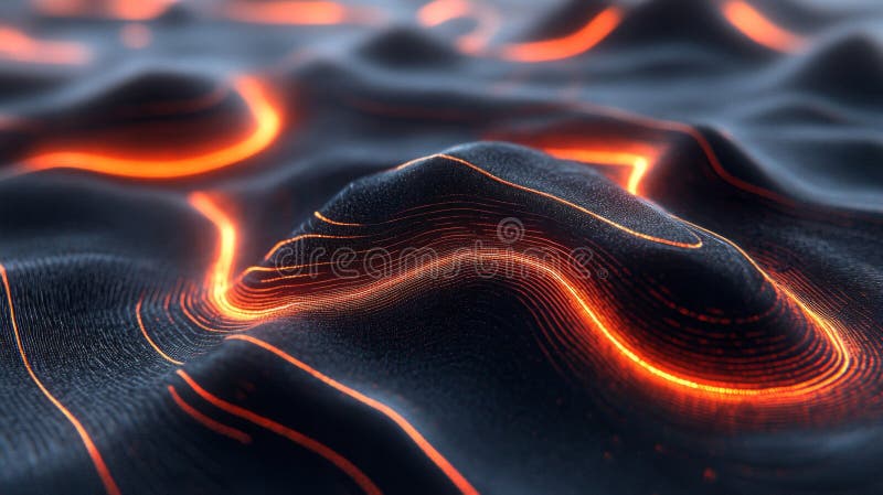 Abstract Dark Surface with Glowing Orange Lines Stock Illustration ...
