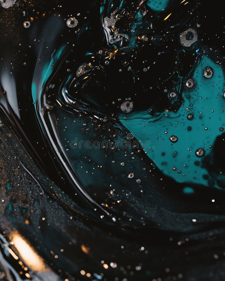 Abstract Dark Teal Fluid with Gold Glitter Stock Illustration ...