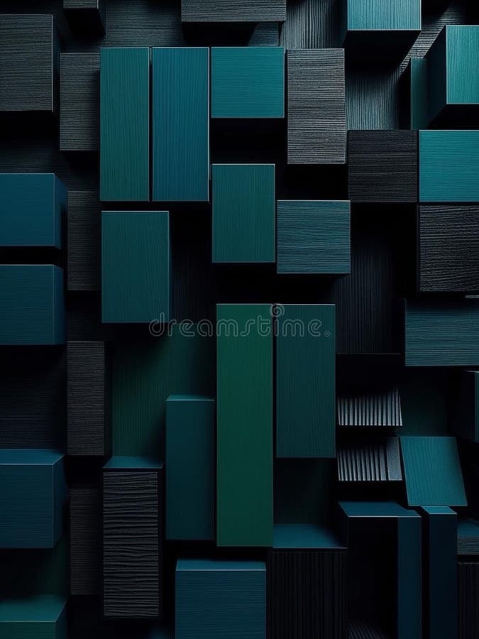 Abstract Dark Teal Rectangular Blocks with Subtle Lighting Stock ...